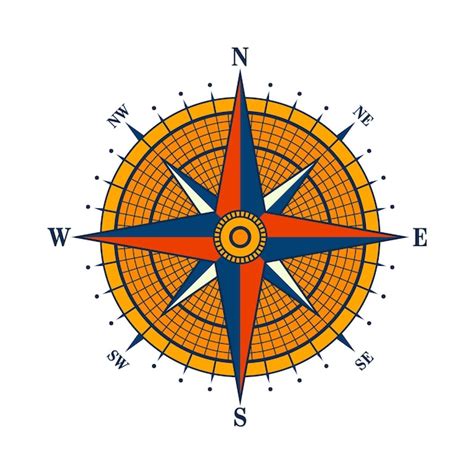 Premium Vector Vintage Marine Wind Rose Nautical Chart Colorful