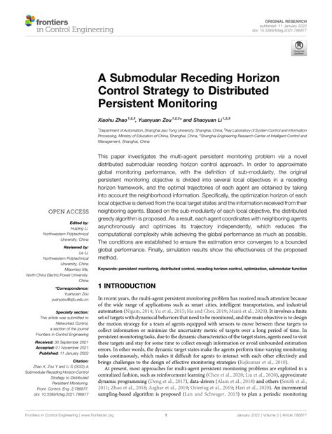 Pdf A Submodular Receding Horizon Control Strategy To Distributed