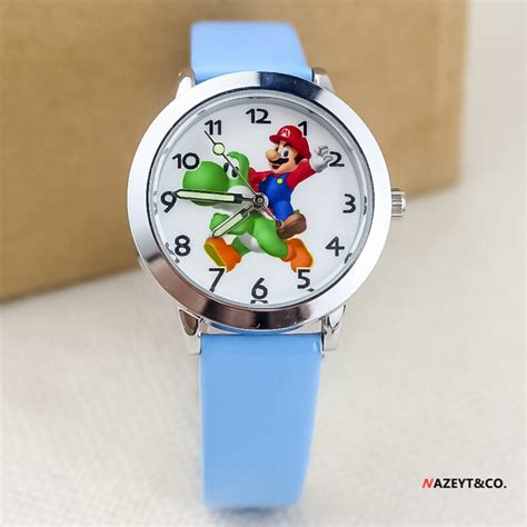 슈퍼 마리오 브라더스 시계 귀여운 만화 사랑스러운 아이 소녀 소년 어린이 학생 석영 가죽 손목 시계 매우 인기있는 시계 액션 And 장난감 피규어 1