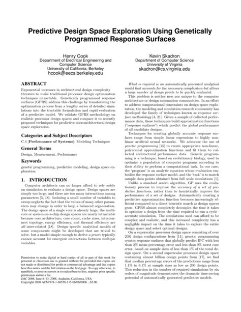 Predictive Design Space Exploration Using Genetically Programmed