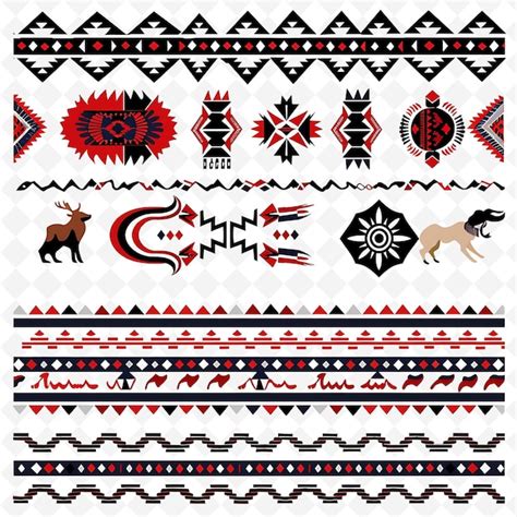 Native American Beadwork Borderlines With Geometric Patterns Png Unique