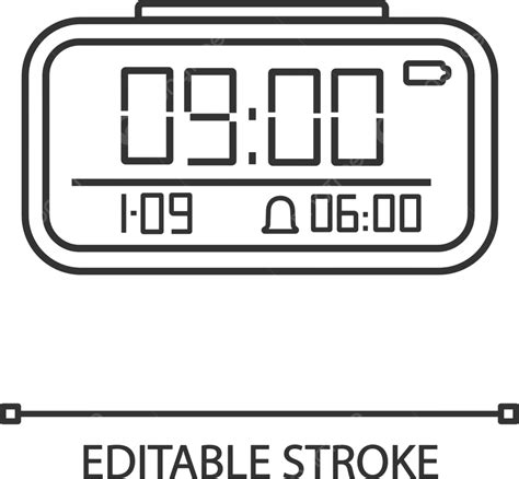 Digital Alarm Clock Linear Icon Timer Concept Flat Vector Timer