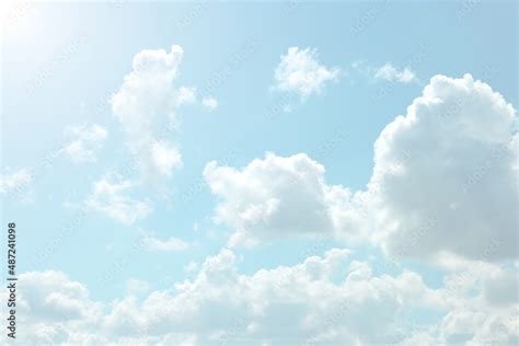 Sky White Clouds In A Light Blue Sky The Sky Is In Very Light Pastel Colors Heaven Background