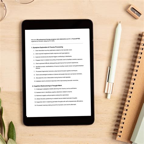 Trauma Ptsd Progress Note Statements Therapist Soap Dap Clinical