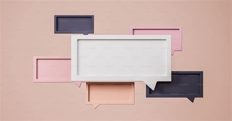 다른 문자 메시지 알림이 비어 있습니다 모형 복사 공간이 있는 파스텔 말풍선 소셜 미디어와 온라인 커뮤니케이션의 개념 3d 렌더링 사진 Unsplash의 사람이