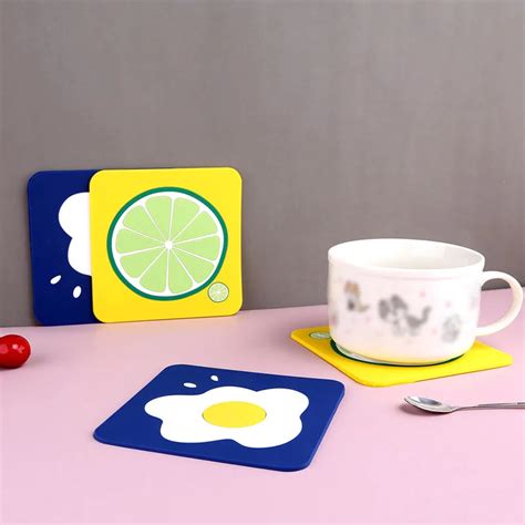 1pc 귀여운 과일 계란 컵 코스터 실리콘 컵 패드 슬립 절연 패드 컵 매트 뜨거운 음료 홀더 머그잔 스탠드 홈 주방 액세서리
