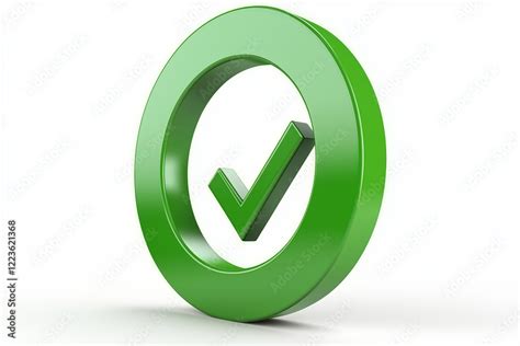 Green 3d Check Mark Icon Inside A Circular Frame On A White Background Symbol Of Approval