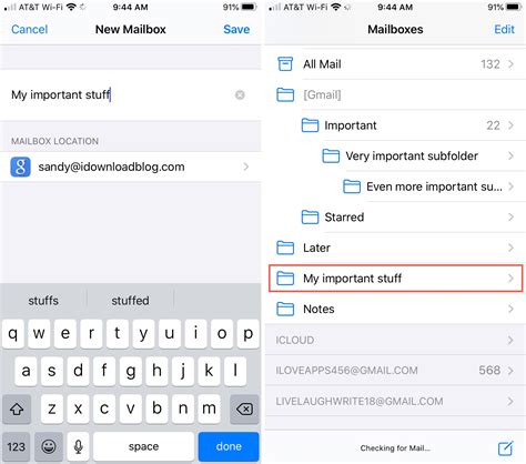 how to create subfolders in mail on iphone ipad and mac