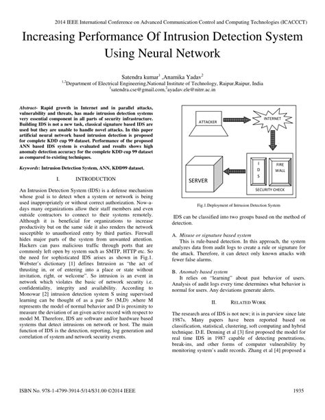 Pdf Increasing Performance Of Intrusion Detection System Using Neural Network