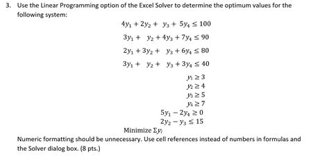Solved Use The Linear Programming Option Of The Excel Solver