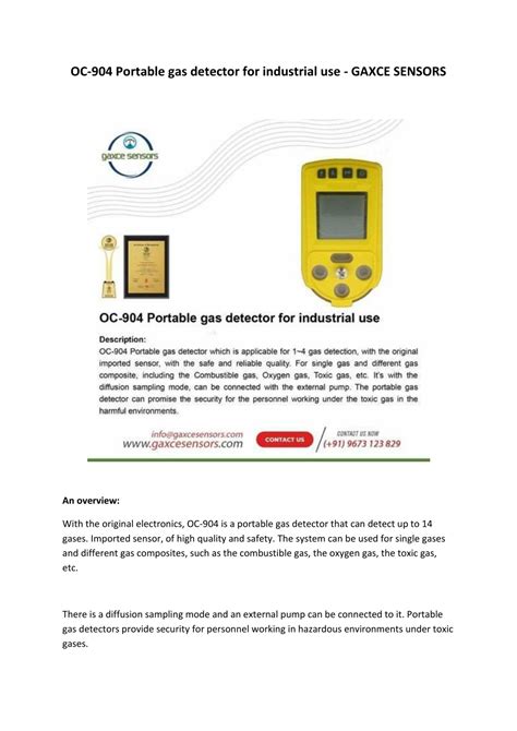 PPT OC Portable Gas Detector For Industrial Use GAXCE SENSORS PowerPoint Presentation