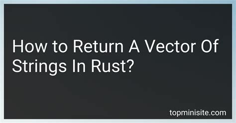 How To Return A Vector Of Strings In Rust In 2024