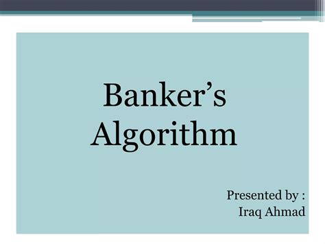 Bankers Algorithm Ppt