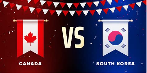 캐나다 Vs 대한민국 스포츠 게임 대회 및 전투를 위한 팀 프리 젠 테이 션 국기와 함께 화면 0명에 대한 스톡 벡터 아트 및