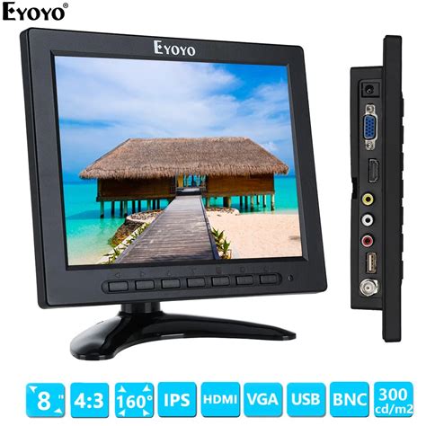 Eyoyo EM08A 8 Inch 1024x768 LCD 4 3 Color Monitor Support 1080P HDMI Input Screen HDMI VGA BNC
