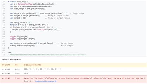 I Dont Understand This Exception Columns In The Data Does Not Match Rsheets