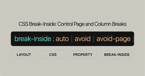 CSS Break Inside Control Page And Column Breaks