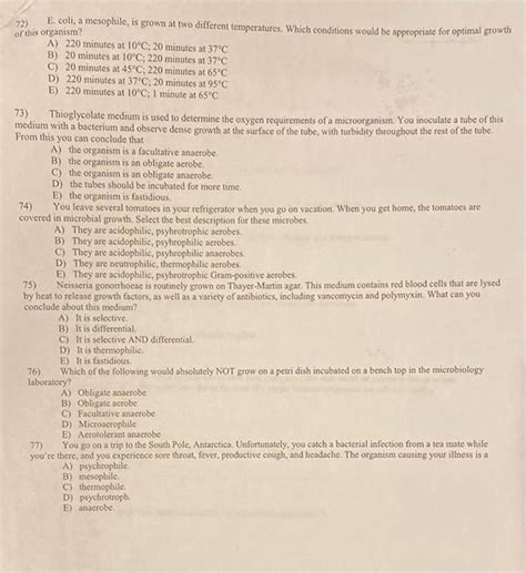 Solved E Coli A Mesophile Is Grown At Two Different Temperatures 1 Answer Transtutors