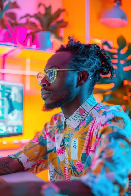 Ergonomic Adjustments In A Vibrant Workspace Premium Ai Generated Image