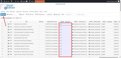 WPML Translate Events With AI The Events Calendar WP Sheet Editor