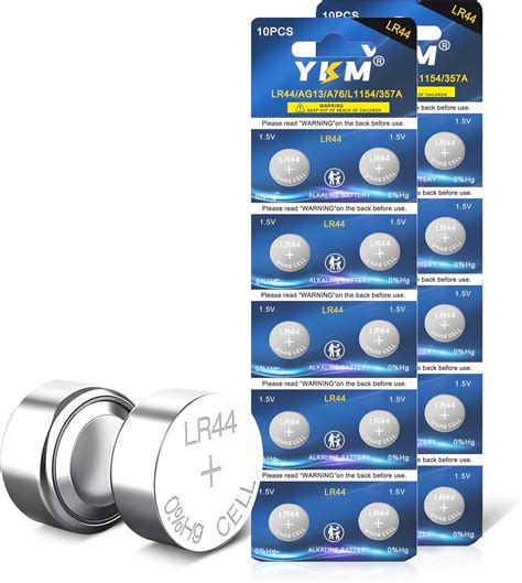 Amazon.com: YKM LR44 Batteries AG13 A76 357 LR44h L1154c L1154f 1.5V ...