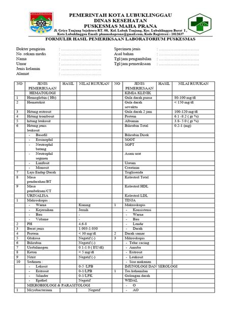 Formulir Hasil Lab Pdf Formulir Hasil Lab Pdf
