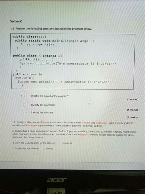 Solved Section C 11 Answer The Following Questions Based On