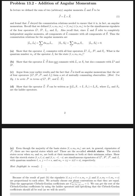 solved problem 13 2 addition of angular momentum in