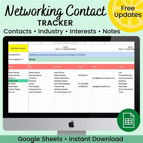 Networking Contact Spreadsheet Tracker Crm For Referral Business Partners Client Tracker