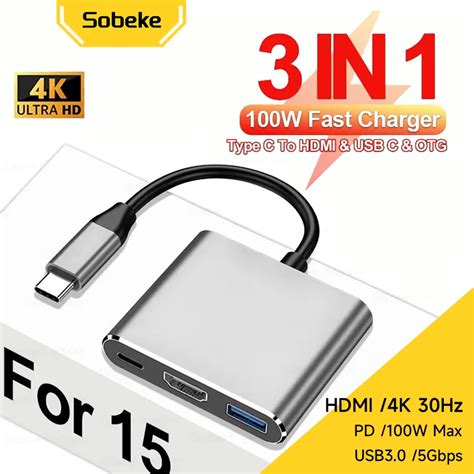 Jual Sobeke HDMI Adapter 3 IN 1 Type C To HDMI Adapter Type C OTG Hub Hdmi 4k PD 3 1 USB C Hub
