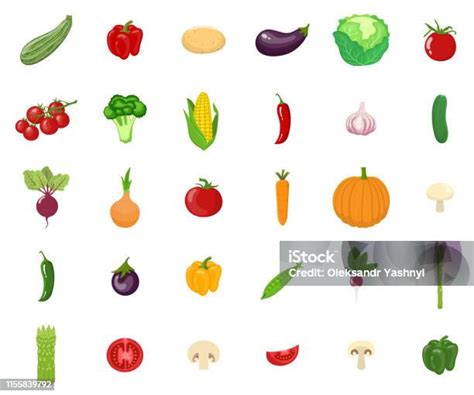 흰색 배경에 고립 된 야채 세트입니다 채식주의자 유기농 건강 식품 벡터 당근에 대한 스톡 벡터 아트 및 기타 이미지 당근 쥬끼니 가지 채소 Istock