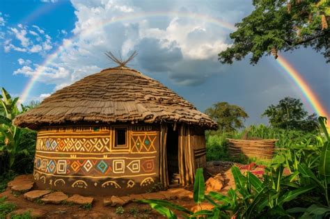 Paysage Avec Un Arc En Ciel Coloré Apparaissant Dans Le Ciel Image