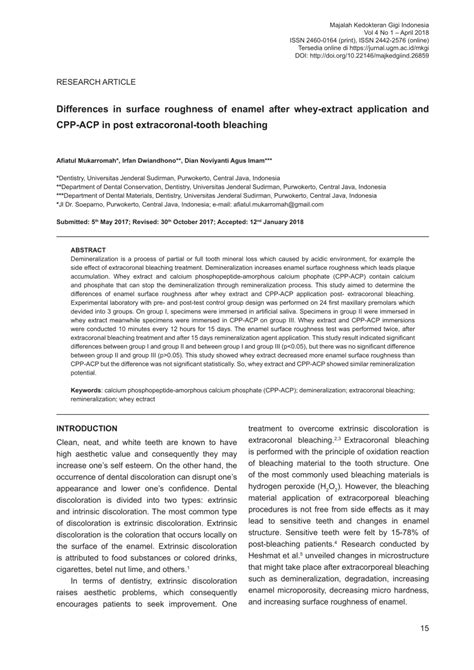 pdf differences in surface roughness of enamel after whey extract