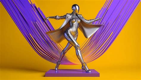 Dynamic Robot Illustration Premium Ai Generated Image