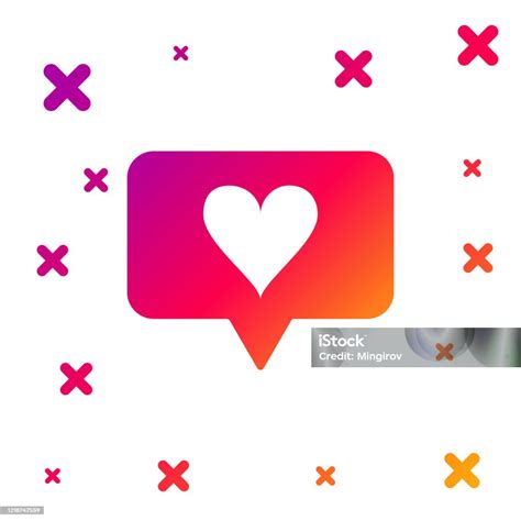 흰색 배경에 격리 된 좋아요 및 하트 아이콘의 색상입니다 카운터 알림 아이콘입니다 추종자 인스타 그라데이션 임의 동적 모양입니다