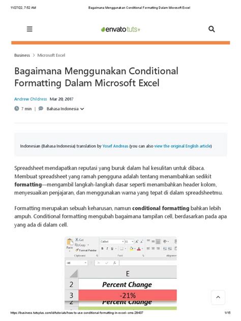 Bagaimana Menggunakan Conditional Formatting Dalam Microsoft Excel Pdf