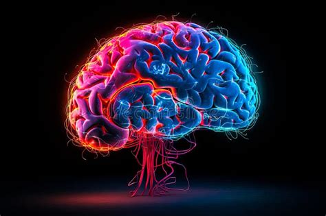 Brain Abstract Digital Human Brain Neural Network Digital Electrical Activity Flashes And