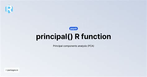 Principal R Function From Psych R Packages
