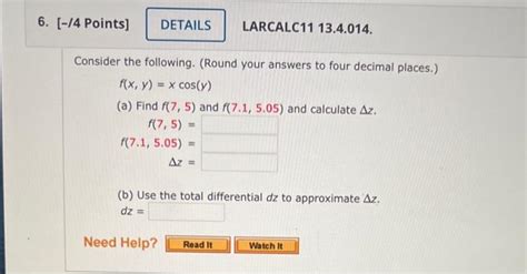 Solved Consider The Following Round Your Answers To Four Chegg