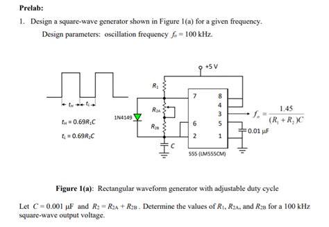 Solved Prelab 1 Design A Square Wave Generator Shown In Chegg Com