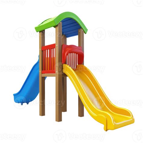 3d slides playground front view isolate on transparency background