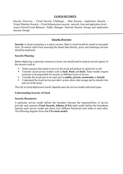 Unit V Cloud Computing In Azure Cloud Security Security Overview