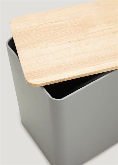 Grey Bread Bin Bamboo Lid At Danita Foster Blog
