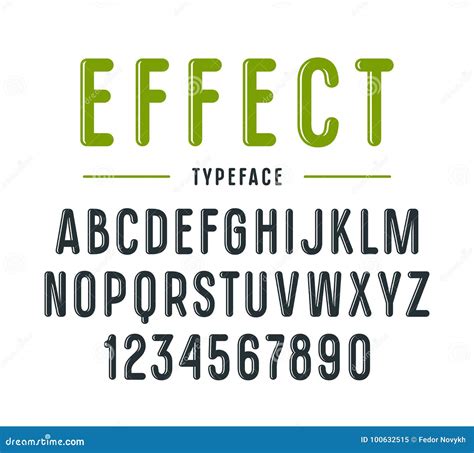 Decorative Narrow Sanserif Font With Rounded Corners Stock Vector Illustration Of Face