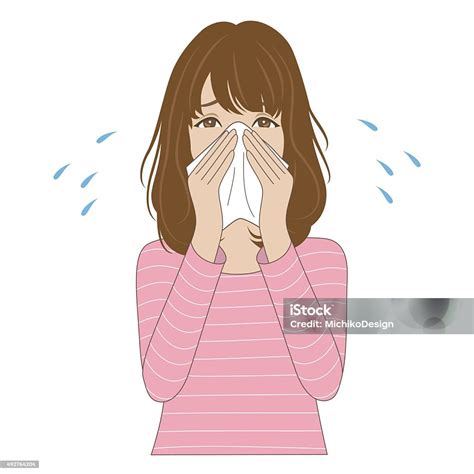 Vetores De Mulher Assoando O Nariz E Mais Imagens De Espirrar