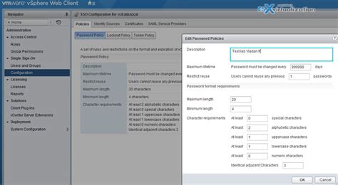 VCenter Server SSO Policies Where To Change Password Maximum Lifetime Etc ESX