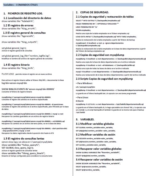 Mariadbmysql Dml Póster Sentencias Sql Variables Ragasys Sistemas