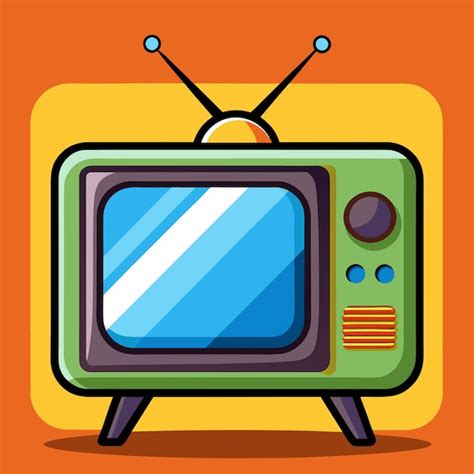 텔레비전 클리파트 만화 스타일 터 일러스트레이션 프리미엄 벡터