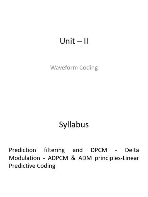Ec18501 Unit Iidmadmdpcmlpc Pdf Sampling Signal Processing