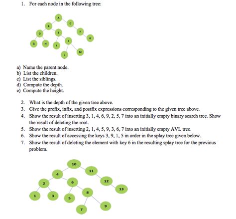 solved 1 for each node in the following tree a name the